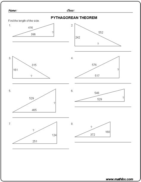 Pythagorean Theorem Chart In Word