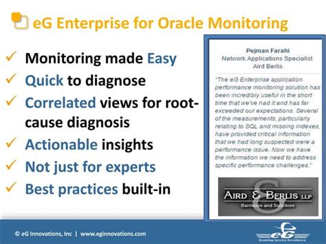 oracle database performance monitoring diagnosis and reporting with eg