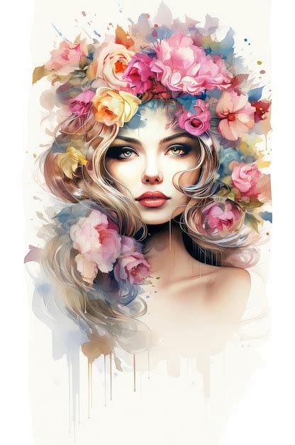 Premium Ai Image Watercolor Female Portrait Fictional Character Woman