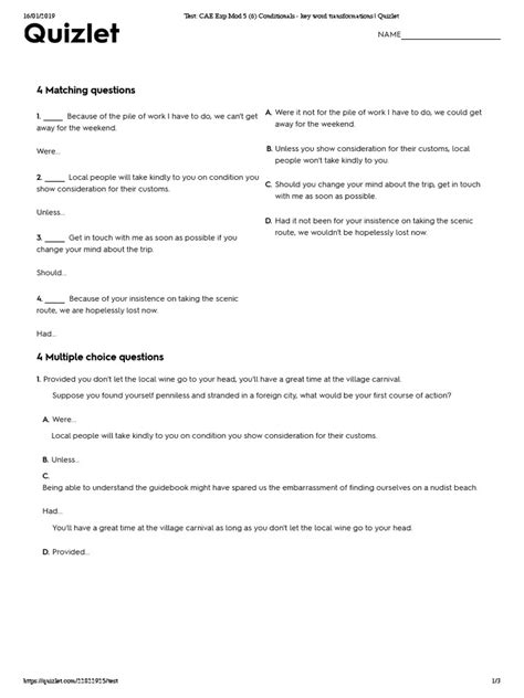 Cae Conditionals Homework Pdf