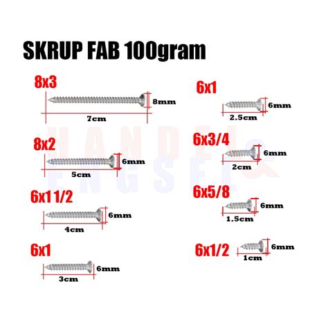 Jual 100 Gram Sekrup Fab Harden Screw Sekrup Fab Putih Skrup