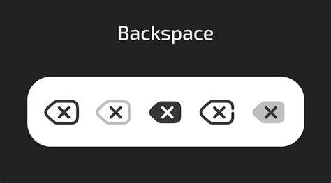 Premium Vector Backspace Icon On A Black Background In 5 Different Styles
