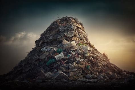 Heap Of Rubbish In Form Of Stack At Dump Site Overflowing Garbage Stock Illustration