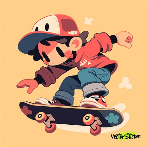 Vector Sticker — Cute Skater Boy 2