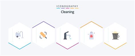 Cleaning Flat Icon Pack Including Cleaning Soap Bathroom Shower Bathroom Vector