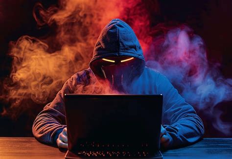 Premium Photo Photo Portrait Of Hacker Background With Gloves And Laptop