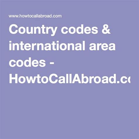 Country Codes International Area Codes