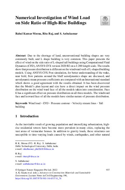 Pdf Numerical Investigation Of Wind Load On Side Ratio Of High Rise