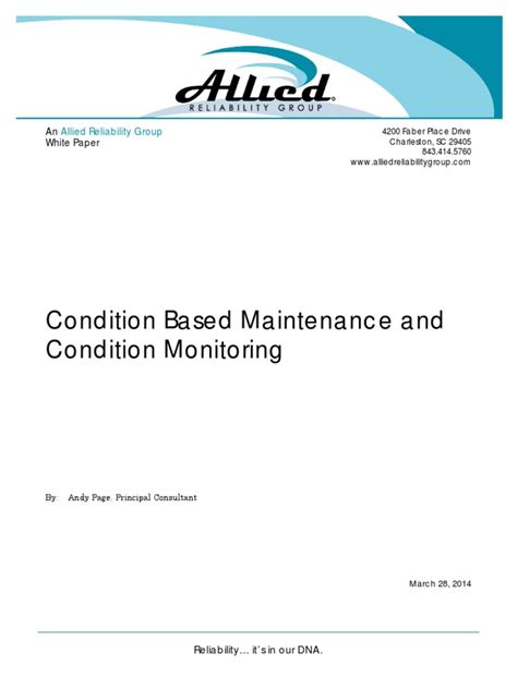 Allied Condition Based Maintenance Pdf Reliability Engineering Ultrasound