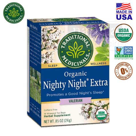 Traditional Medicinals Organic Nighty Night Sleep Tea Extra Valerian