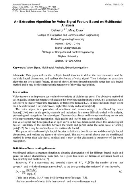 an extraction algorithm for voice signal feature based on multifractal