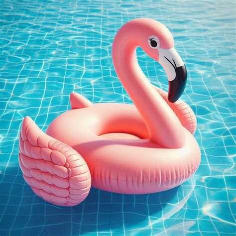 Flamingo Float In Swimming Pool Premium Ai Generated Image