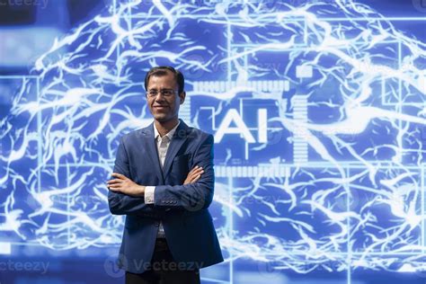 Jolly Engineer Using Artificial Intelligence Computing Simulating Human Brain Thought Processes