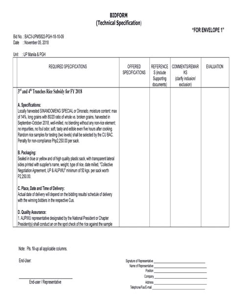 Fillable Online Bidsandawards Upm Edu Bidding Forms Pitc Fax Email