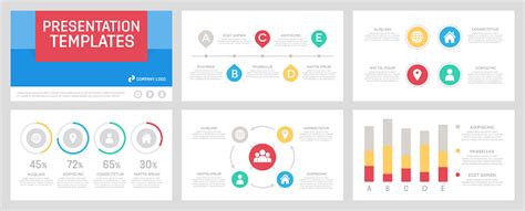 그래프와 차트와 다목적 프리젠 테이션 템플릿 슬라이드에 대한 회색과 노란색 파란색 청록색 요소의 집합입니다 가리키기에 대한 스톡 벡터 아트 및 기타 이미지 Istock