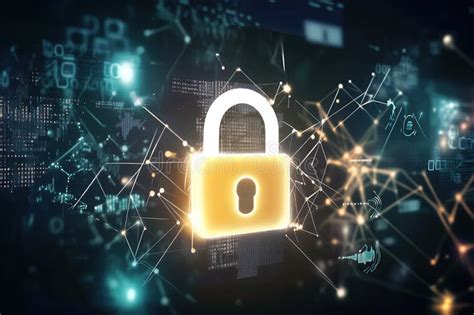 digital padlock illuminates computer screen in a cyber world filled