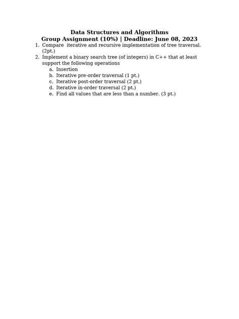 Data Structures And Algorithms Group Assignment 003 Pdf Teaching Methods And Materials