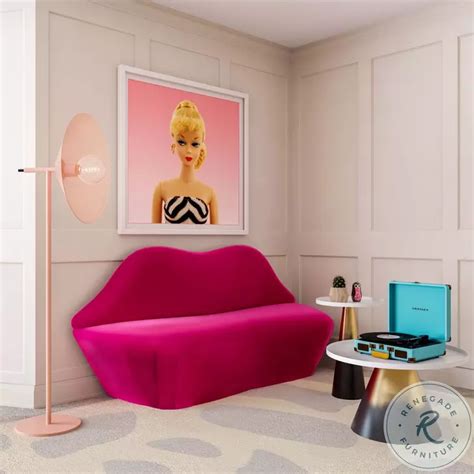 Lips Hot Pink Velvet 68 Settee From Tov Furniture Coleman Furniture