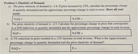 solved problem 1 elasticity of demand a the price