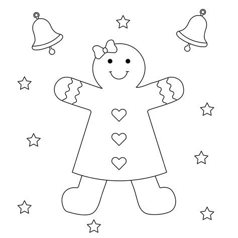 크리스마스 진저 브레드 맨 색칠 페이지 그림 프리미엄 벡터