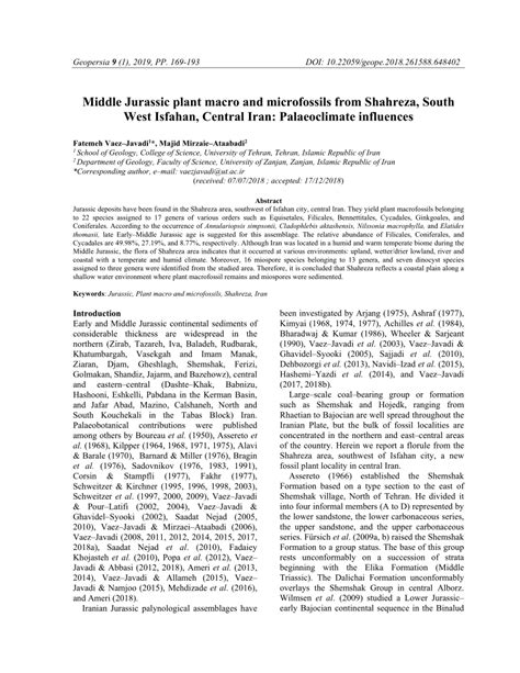 Pdf Middle Jurassic Plant Macro And Microfossils From Shahreza South West Isfahan Central