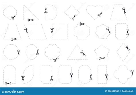 Dash Line Frames Dashed Outline Shape Cut Line Frame For Coupon Or Voucher Design Basic