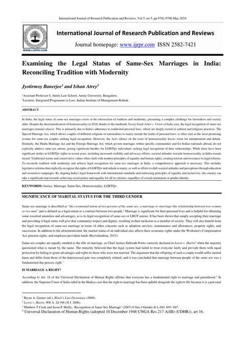 Pdf Examining The Legal Status Of Same Sex Marriages In India