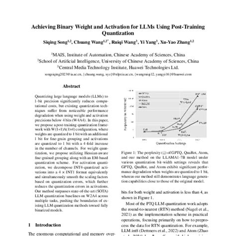 Achieving Binary Weight And Activation For Llms Using Post Training Quantization Acl Anthology