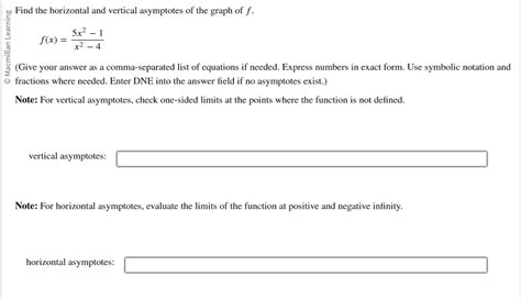Solved And The Horizontal And Vertical Asymptotes Of The