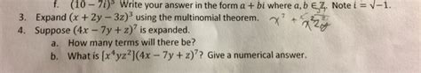 Solved Expand X 2y 3z3 Using The Multinomial Theorem