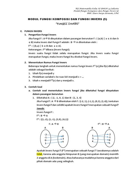 Modul Fungsi Komposisi Dan Fungsi Invers 5 Pdf