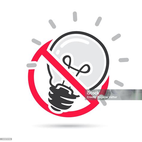 아이디어는 벡터 아이콘을 금지 아무 생각이 개념 빛이 없습니다 흰색 배경에 격리 금지됨에 대한 스톡 벡터 아트 및 기타 이미지