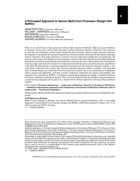Pdf A Principled Approach To Secure Multi Core Processor Design With