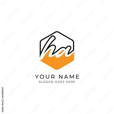 H A Ha Initial Letter Handwritten And Signature Vector Image Template In Hexagon Shape Log