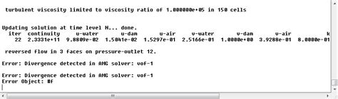 how can i solve the error divergence detected in amg solver vof 1 in