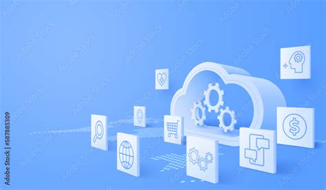 3d Cloud Computing Service Management Digital Technology Background Vector Art Illustration