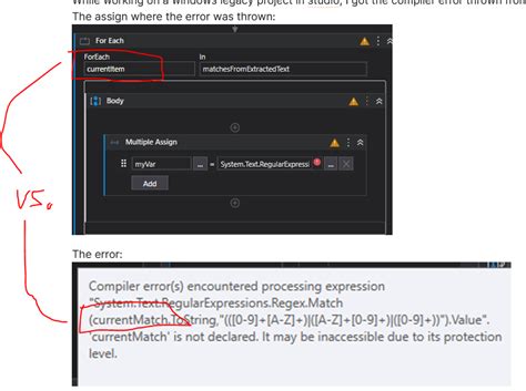 Help With Compiler Error Thrown From Using Currentmatch In Regex