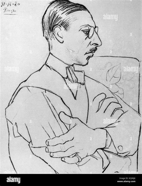 Portrait Of Russian Composer Igor Stravinsky Drawing By Spanish