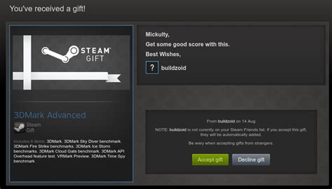 Won One Of The 3dmark Keys Ubuildzoid Gave Away On Stream Yesterday