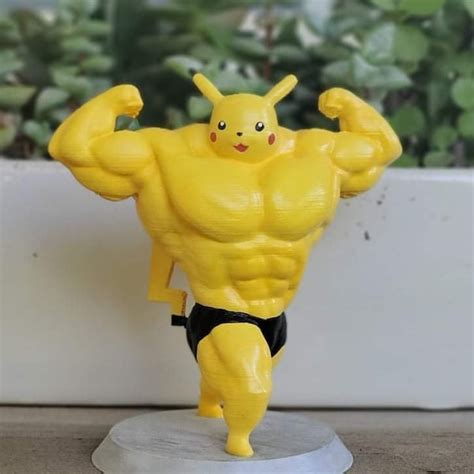 Buff Pikachu Figure Etsy