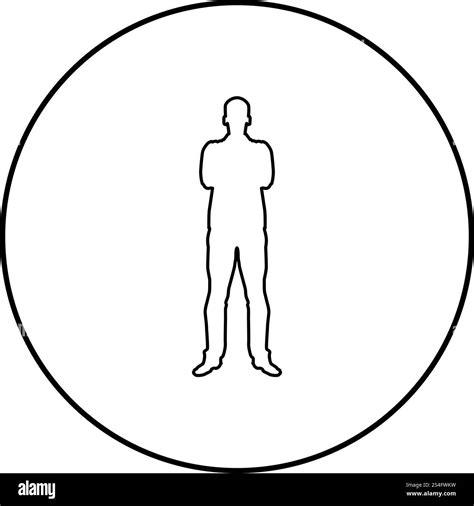 Man With Folded Arms Confidence Concept Business Man Icon Outline Black Color Vector In Circle