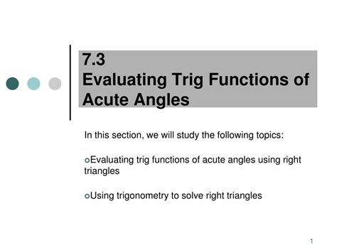 PPT Evaluating Trig Functions Of Acute Angles PowerPoint