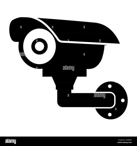 Black And White Security Camera Icon Ideal For Surveillance Projects Representing Monitoring