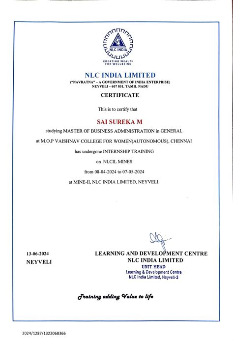 Sai Sureka Murugan On Linkedin Internship Nlcindia Learning