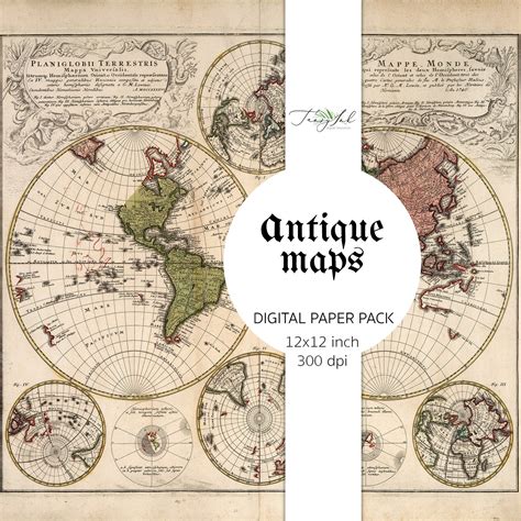 Antique Maps Digital Paper Old Maps Antique Paper Vintage World Maps