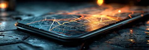 smartphone displaying illuminated gps route map at night on a