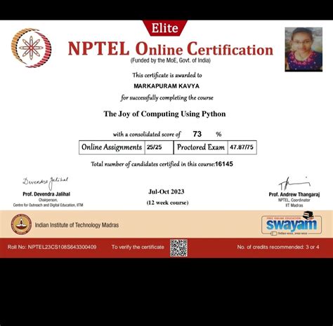 Kavya Markapuram On Linkedin Nptel Pythonprogramming Codingskills