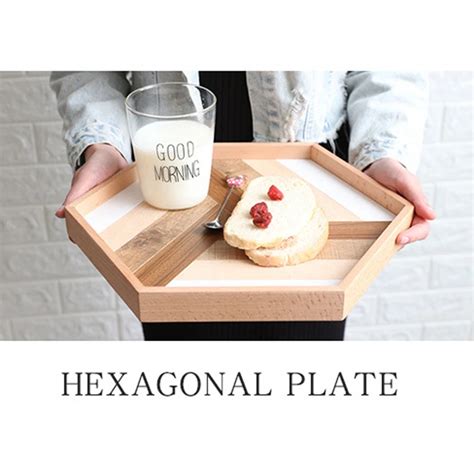 Шестигранный деревянный поднос простой бытовой десерт блюдо из цельного дерева чайная тарелка
