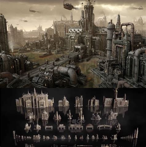 Kitbash3d模型kitbash3d Dieselpunk 复古反乌托邦76 Blender布的