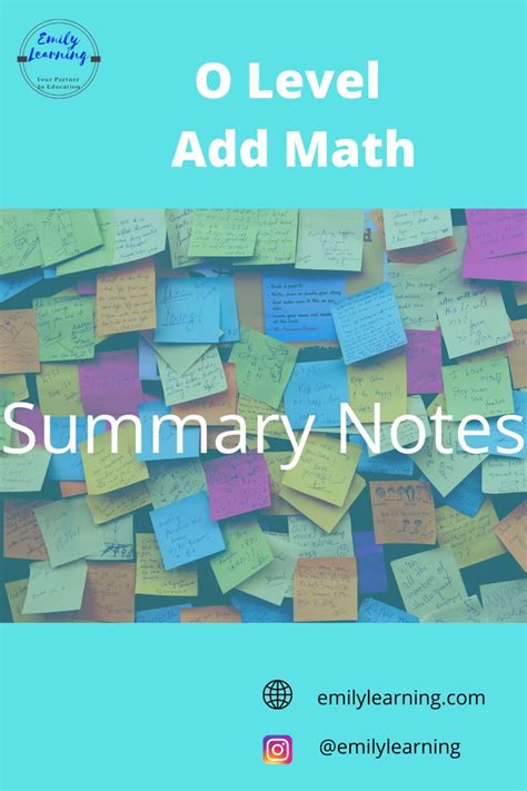 List Of Summary Notes For O Level Additional Mathematics